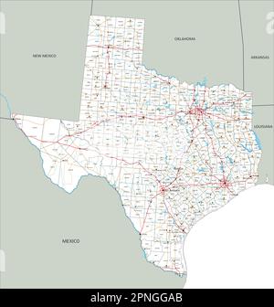 High detailed Texas road map with labeling Stock Vector Image & Art - Alamy