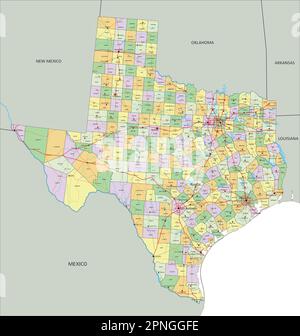 Texas - Highly detailed editable political map with labeling Stock ...