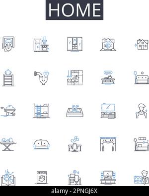 Residency and dwelling line icons collection. Shelter, Home, Abode ...