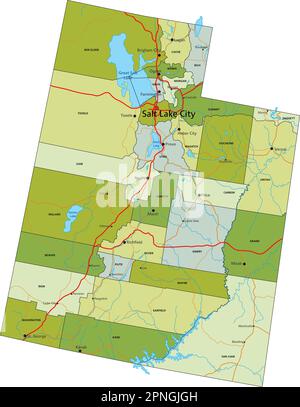 Utah - Highly detailed editable political map Stock Vector Image & Art ...