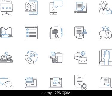 Dissertation line icons collection. Research, Thesis, Writing, Analysis ...