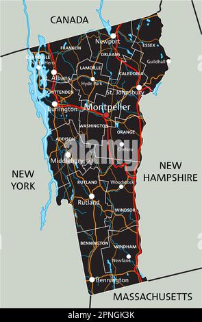 High detailed Vermont road map with labeling Stock Vector Image & Art ...