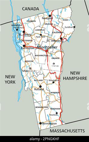 High detailed Vermont road map with labeling Stock Vector Image & Art ...