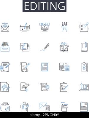 Editing line icons collection. Proofreading, Reviewing, Touch-up ...