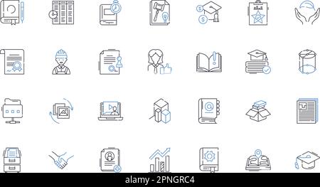 Post-secondary line icons collection. Education, College, University ...