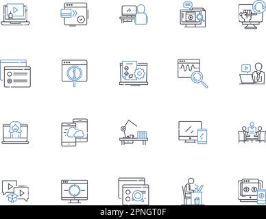 Lead marketing line icons collection. Prospecting, Conversion, Funnel ...