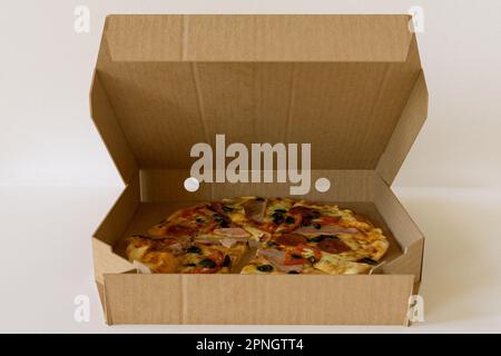 3d rendering - Pizza in a cardboard isolated on white background high ...