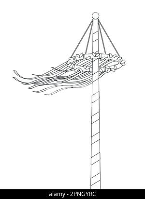 maypole with ribbons outline isolated vector illustration Stock Vector ...