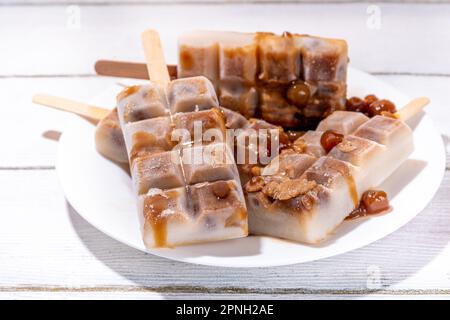Tapioka latte popsicles. Frozen tapioca boba balls coffee frappe, ice ...