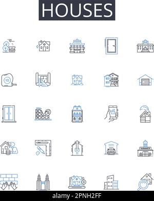 Houses line icons collection. Residences, Dwellings, Abodes, Homesteads ...