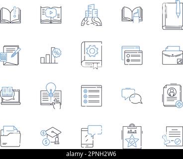 Curriculum tools line icons collection. Syllabus, Lesson, Outline ...