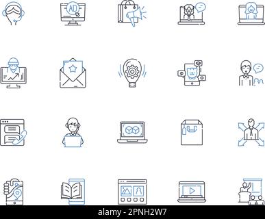Quantum physics line icons collection. Superposition, Entanglement, Wave-particle duality ...