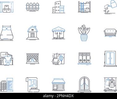 Tenement line icons collection. Slums, Crowded, Poverty, Cramped ...