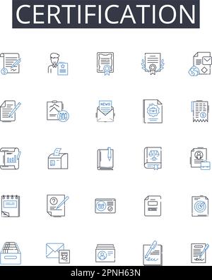 Certification line icons collection. Approval, Accreditation, Authentication, Authorization ...