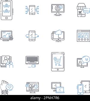 Components line icons collection. Capacitor, Resistor, Diode, Transistor, Microcontroller, Relay ...