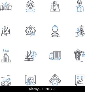 Production crew line icons collection. Director, Camera, Lighting ...