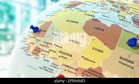 3d earth globe with pinpoints Stock Photo - Alamy