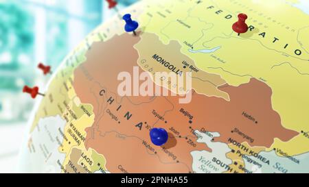 3d earth globe with pinpoints Stock Photo - Alamy