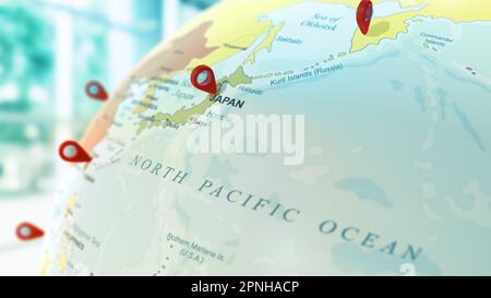 3d earth globe with location points Stock Photo - Alamy