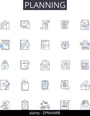 Creating blueprints line icons collection. Design, Planning ...