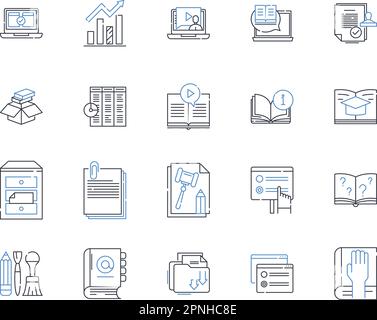Knowledge acquisition line icons collection. Learning, Education ...