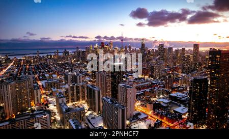 Aerial View of Toronto Skyline including Exhibition Place and Island ...