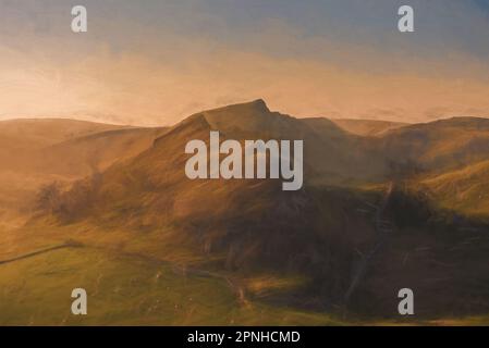 Digital painting of a sunset on Parkhouse Hill and Chrome Hill from ...