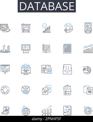 Data compilation software line icons collection. Integrate, Aggregate ...