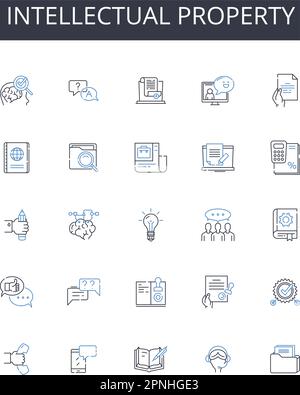 Proprietary designs line icons collection. Exclusive, Patented, Custom ...