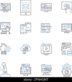 Quantum computing line icons collection. Quantum, Computing, Qubit, Superposition, Entanglement ...
