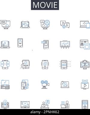 Moving image line icons collection. Cinematography, Animation ...