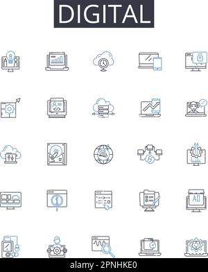 Digital acumen line icons collection. Technology, Innovation ...