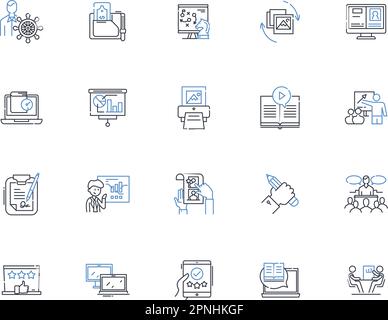 briefing line icons collection. Summary, Meeting, Instructions, Communication, Report ...