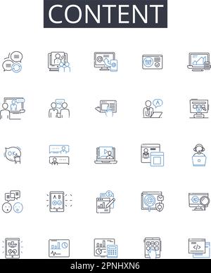 Content line icons collection. Substance, Material, Information ...