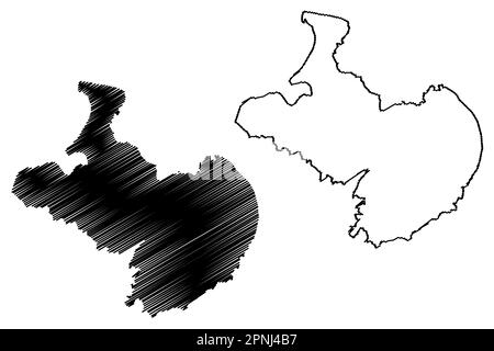 Lake Habbaniyah (Republic of Iraq) map vector illustration, scribble ...
