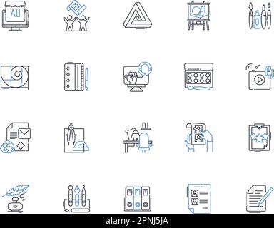 Mechanical schematics line icons collection. Blueprint, Diagram ...