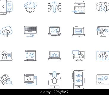 Implement machinery line icons collection. Automation, Mechanize, Manufacturing, Production ...