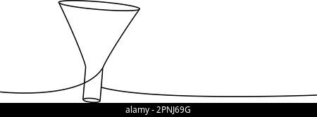 Filter funnel one line continuous drawing. Laboratory glass equipment ...