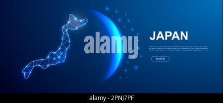 Japan 3d low poly website template. Japan map design illustration ...