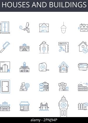 Condominiums line icons collection. Residences, Apartments, Units ...