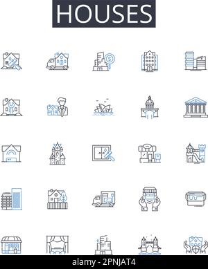Houses line icons collection. Residences, Dwellings, Abodes, Homesteads ...