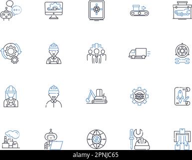 Continuous production line icons collection. Efficiency, Automation, Productivity, Streamlining ...