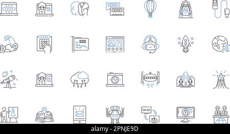 Predictive Modeling line icons collection. Algorithm, Bayesian ...