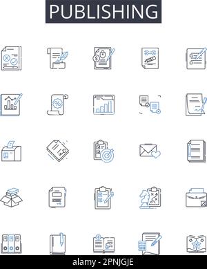 Printed material line icons collection. Brochure, Pamphlet, Flyer ...