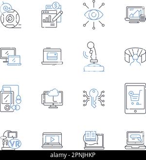 Contraptions line icons collection. Rube Goldberg, Gadget, Mechanism ...