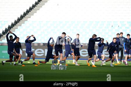 KAA Gent players during a training session at the London Stadium ...