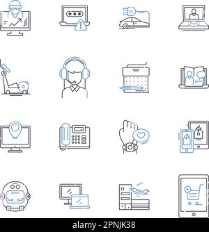 Tech line icons collection. Cybersecurity, Innovation, Artificial Intelligence, Automation ...