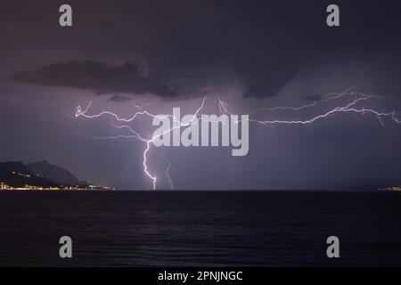 A stunning view of thunder rolling in over the shoreline of Split ...