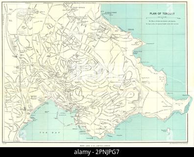 TORQUAY vintage town/city plan. Devon. WARD LOCK 1951 old vintage map ...