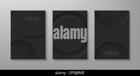 Neumorphic minimalistic dark posters in modern style. Futuristic ...